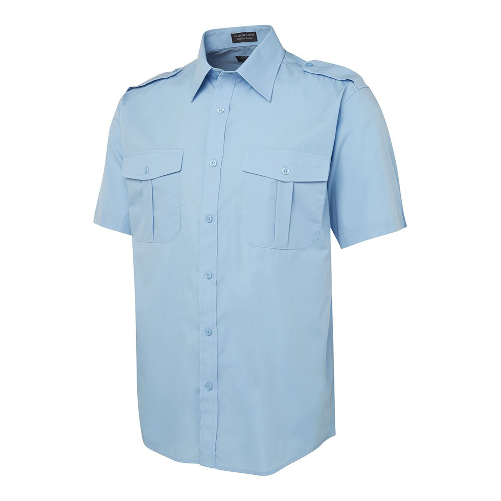 JB's Wear Blue Mens Epaulette Shirt - Short Sleeve