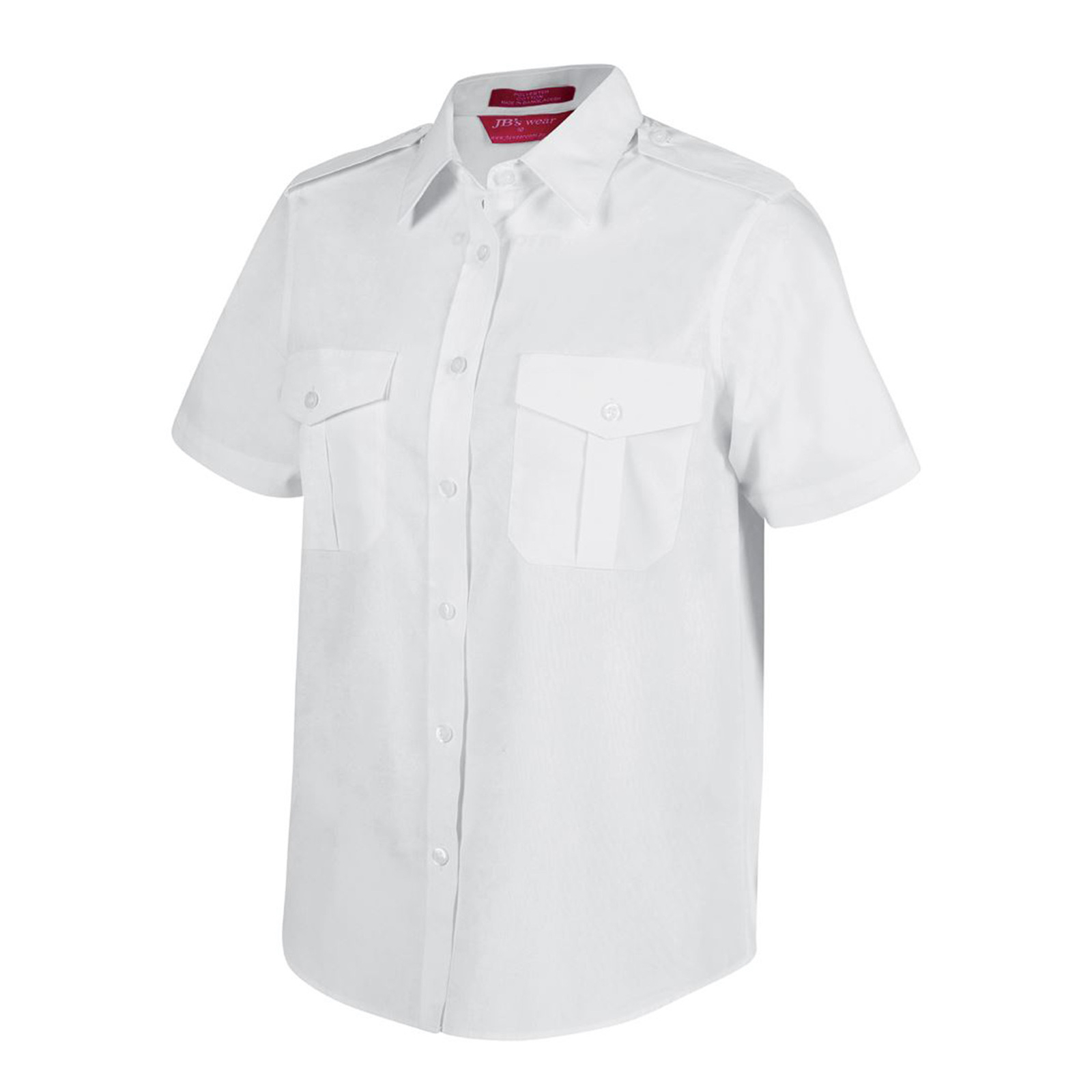 JB's Wear White Ladies Epaulette Shirt - Short Sleeve